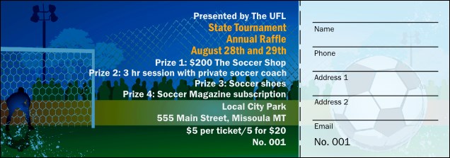 Soccer Raffle Ticket